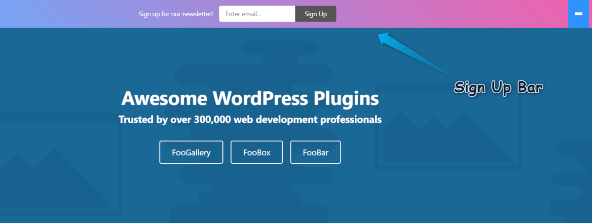 Sign Up Notification Bar - FooPlugins